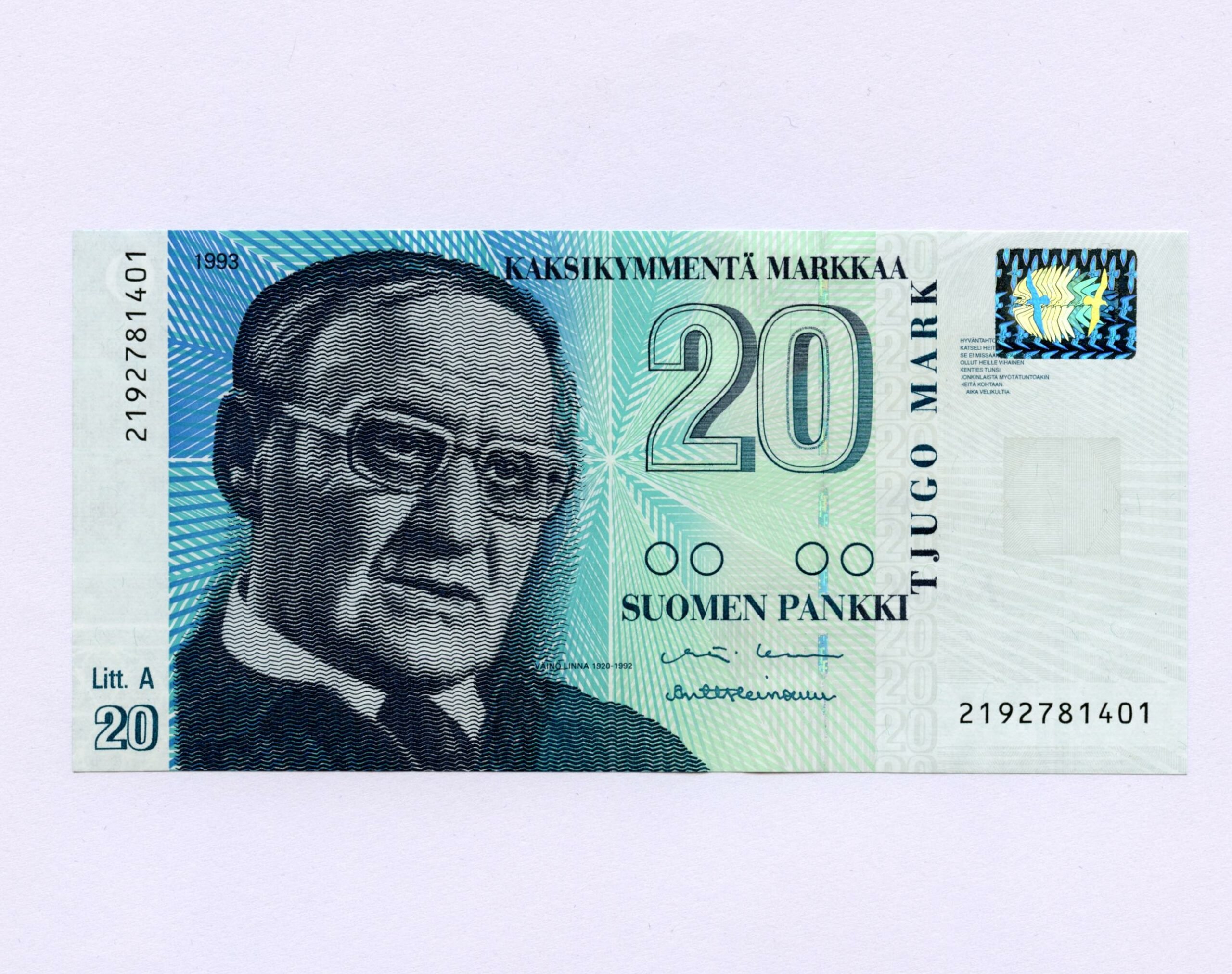 20 markkaa 1993 Litt A - Holmasto