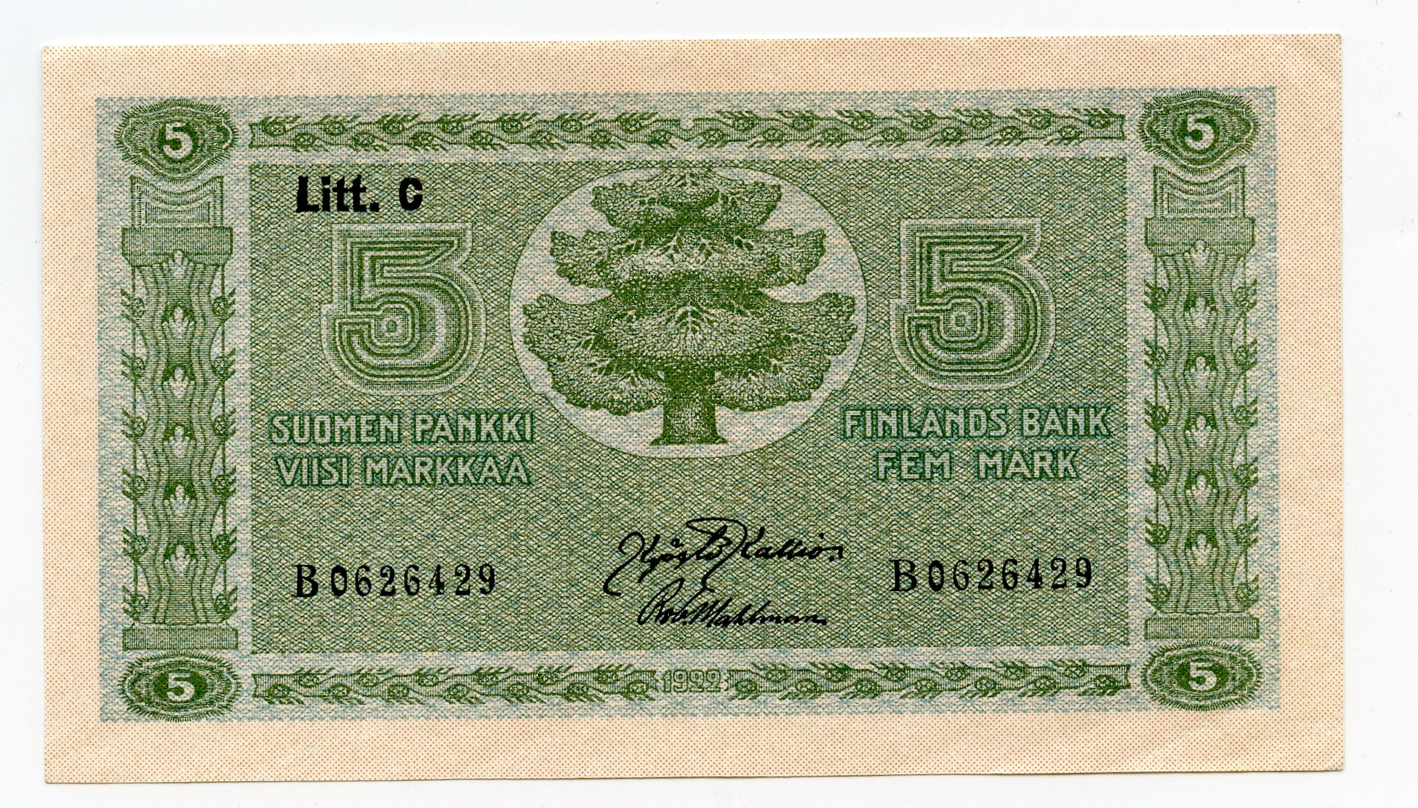 5 markkaa 1922 Litt C - Holmasto
