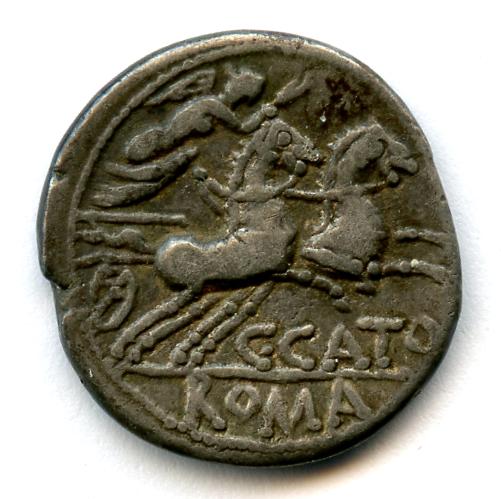 C. Porcius Cato. Denaari. Rooma, 123 eKr. - Holmasto