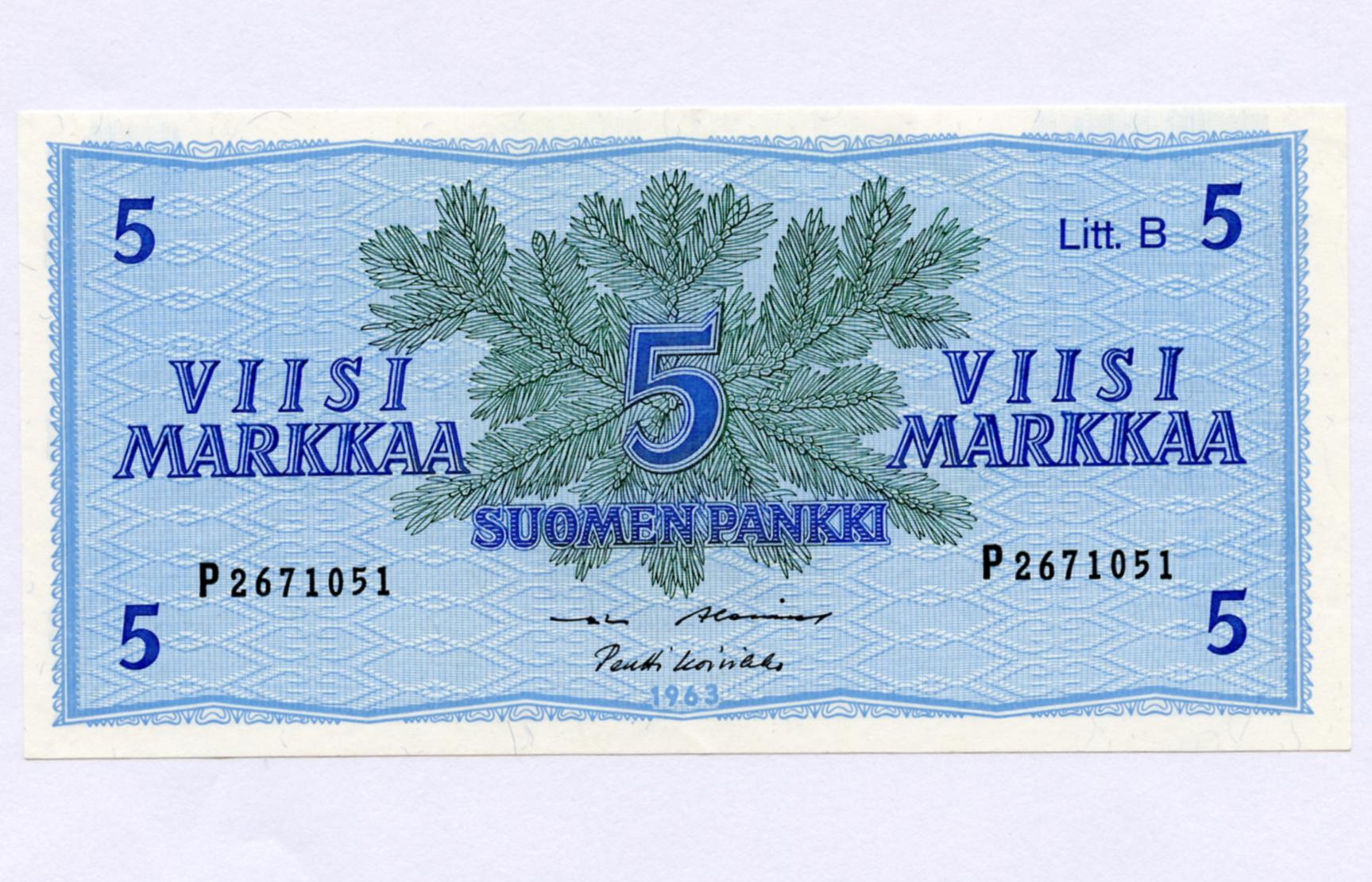 5 markkaa 1963 Litt B - Holmasto