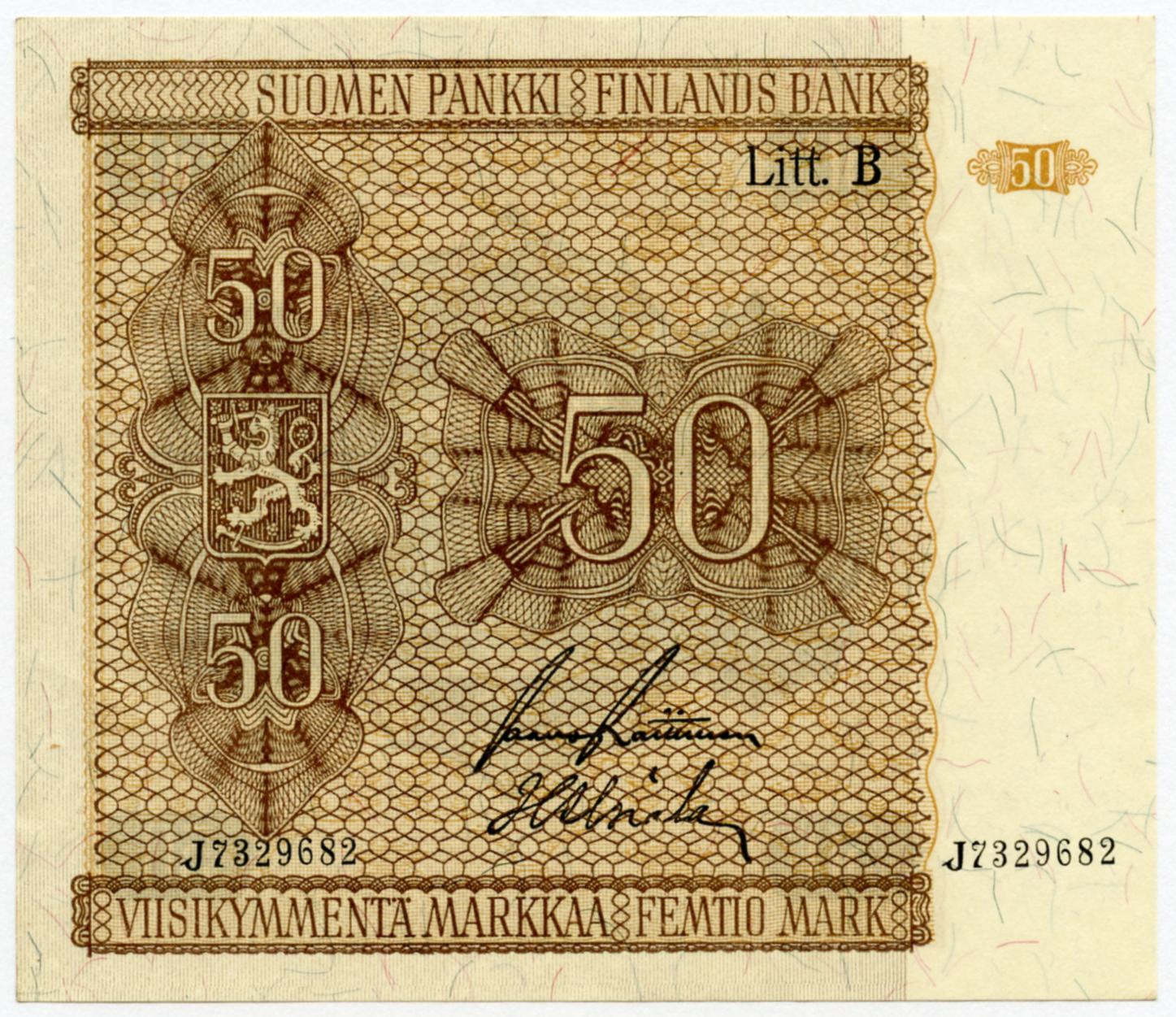 50 markkaa 1945 Litt B - Holmasto