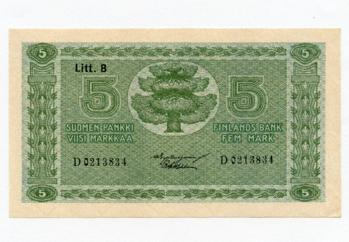 5 markkaa 1922 Litt B - Holmasto