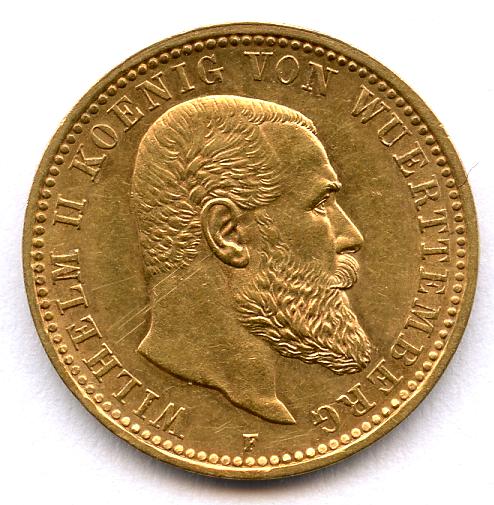 Württemberg 10 Mark 1910 F - Holmasto