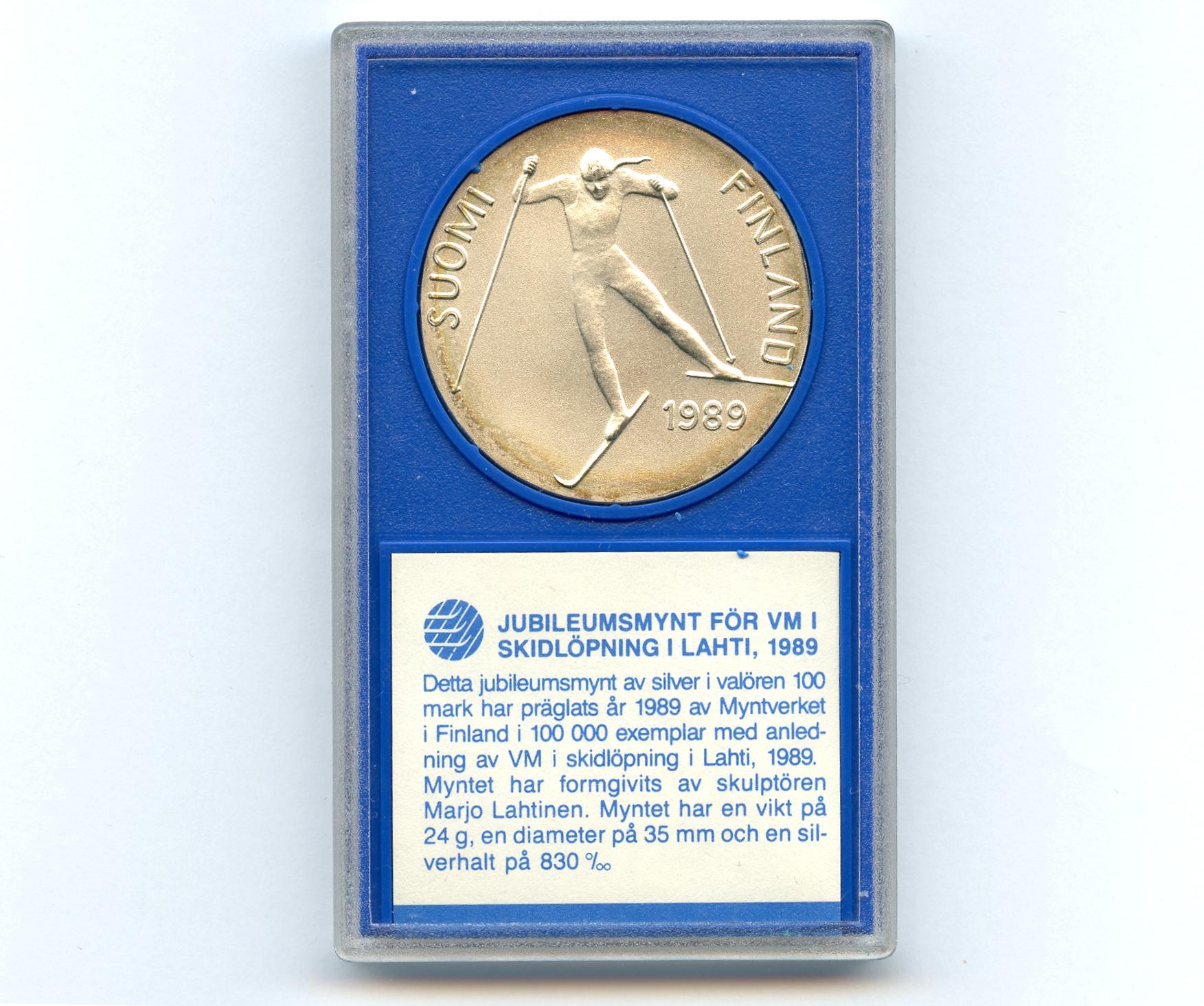 100 markkaa 1989 Hiihdon MM-kilpailut Lahdessa - Holmasto