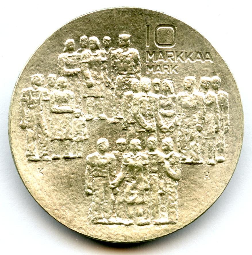 10 markkaa 1977 Itsenäisyys 60 vuotta - Holmasto