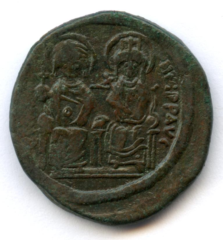 Justinus II ja Sofia. Follis. KOnstantinopoli, 565/566 jKr. - Holmasto