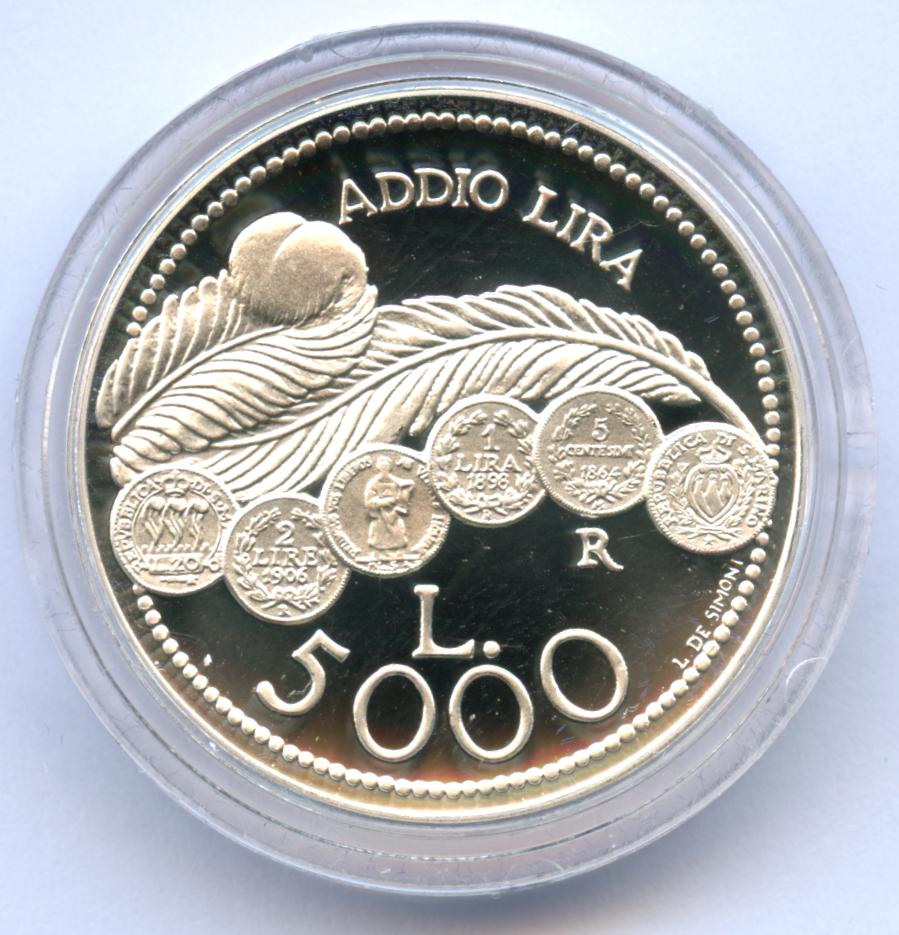5000 lire 2001 Addio lira - Holmasto