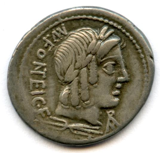 Mn. Fonteius. Denaari. Rooma, 85 eKr. - Holmasto