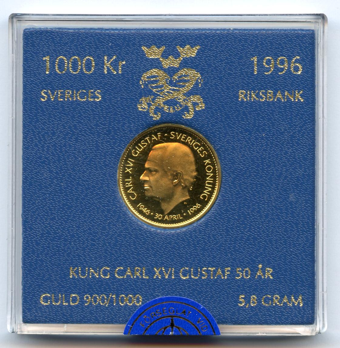 1000 Kronor 1996 Kung Carl XVI Gustaf 50 år - Holmasto