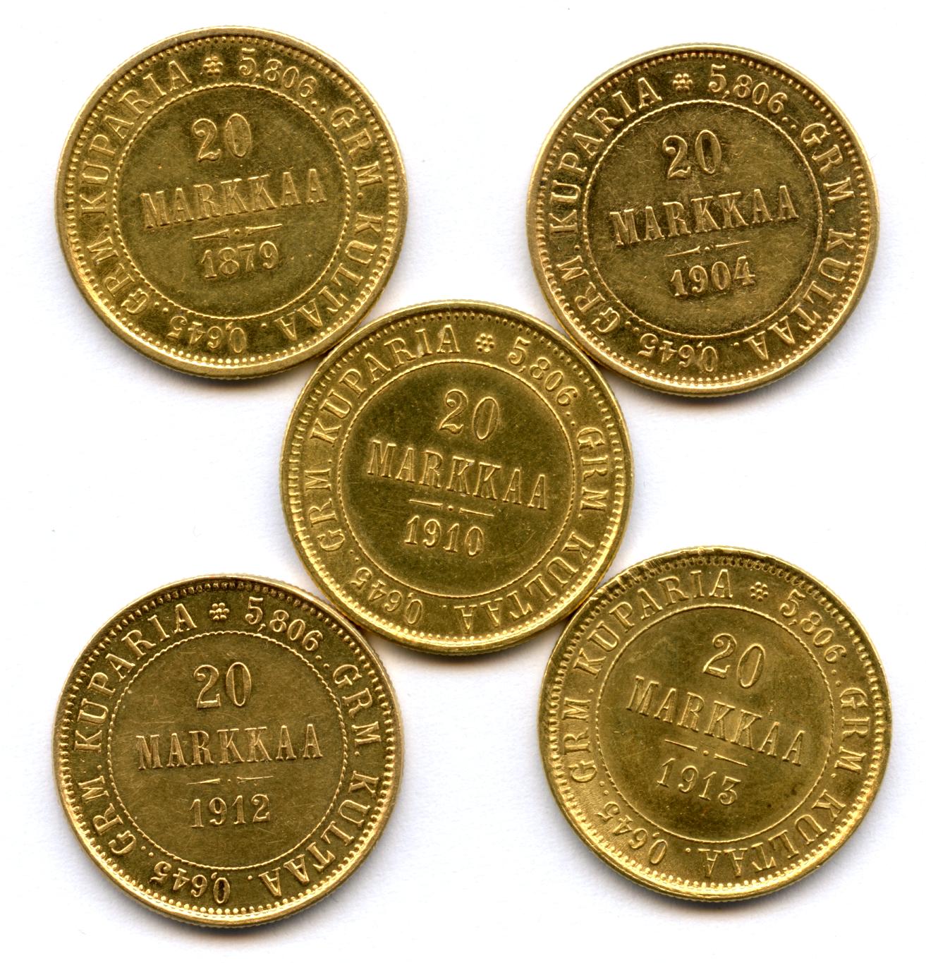 20 markkaa 1879-1913 (5x) - Holmasto
