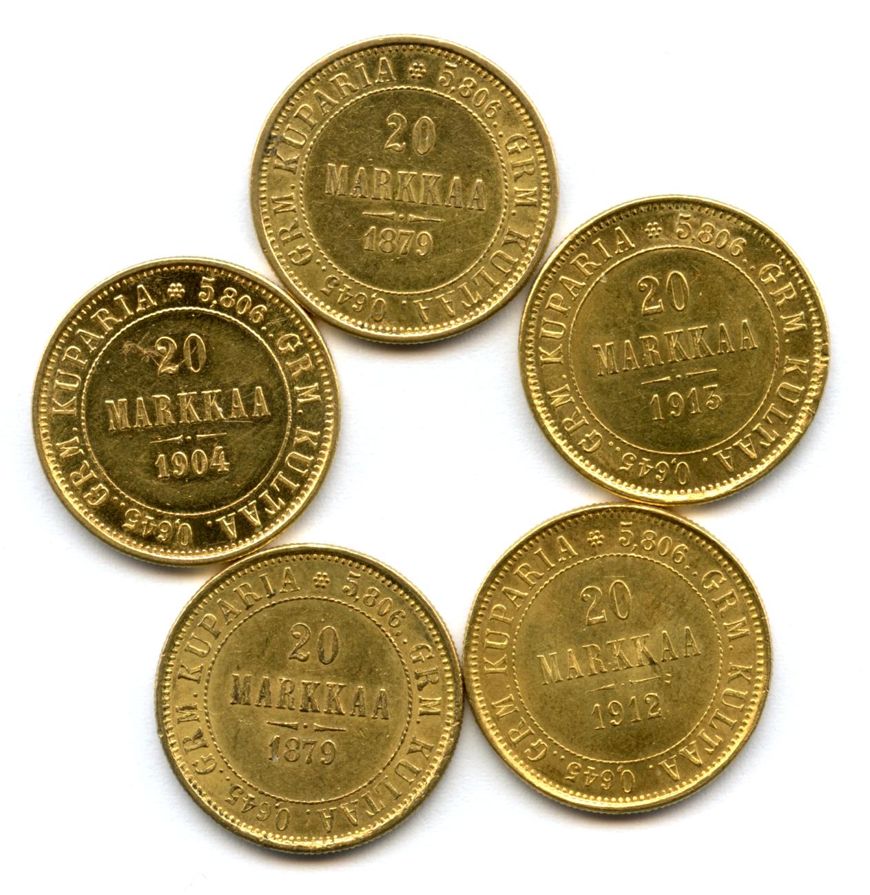20 markkaa 1879-1913 (5x) - Holmasto