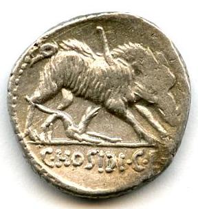 Hosidius Geta. Denaari. Rooma, 68 eKr. - Holmasto