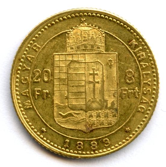 20 Francs / 8 Forint 1883 K.B. - Holmasto